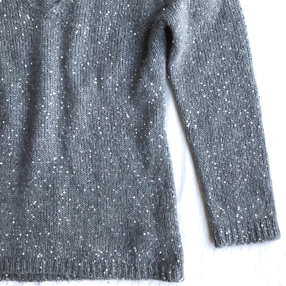 Joe Fresh | Sweaters | Joe Fresh Gray Sequin Vneck Sweater | Poshmark